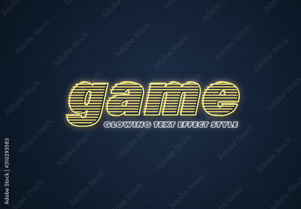 Striped Gaming Text Effect Stock Template | Adobe Stock