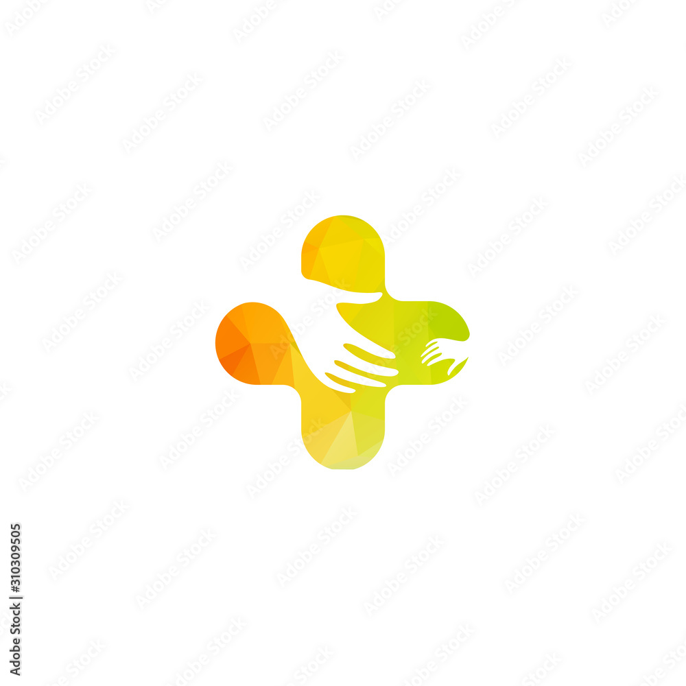 Isolated colorful vector hands logo. Orphanage emblem. Family sign ...