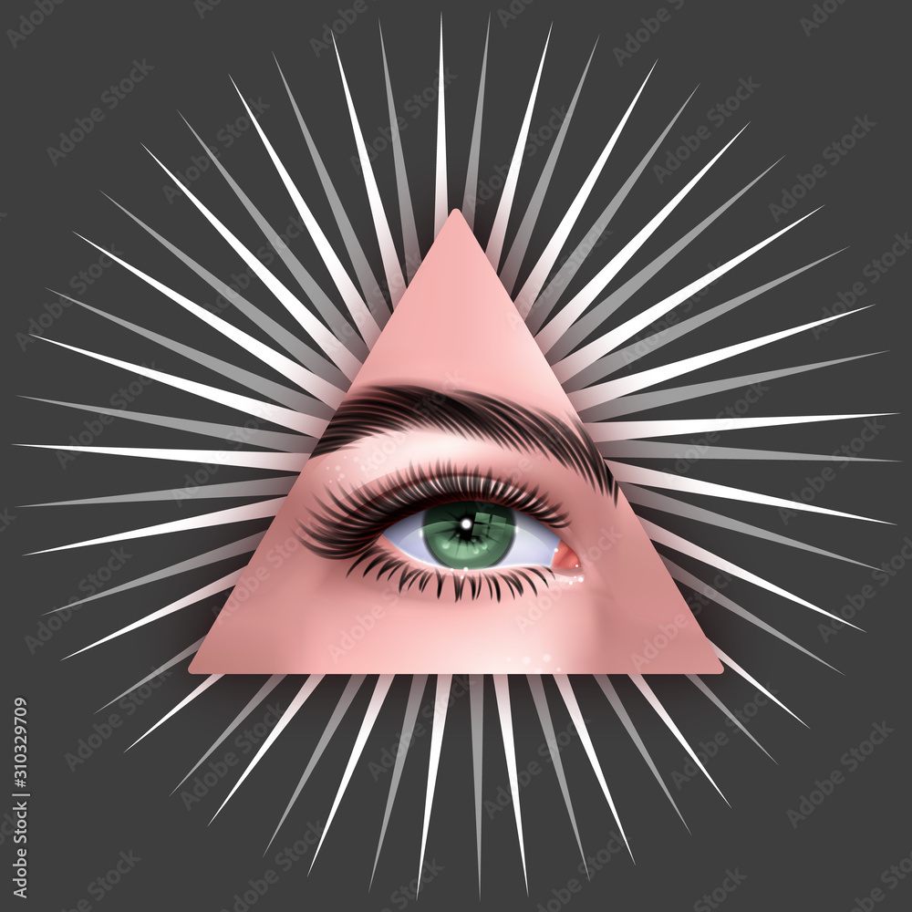 All Seeing eye in triangle. Sacred Masonic symbol. The Eye of ...