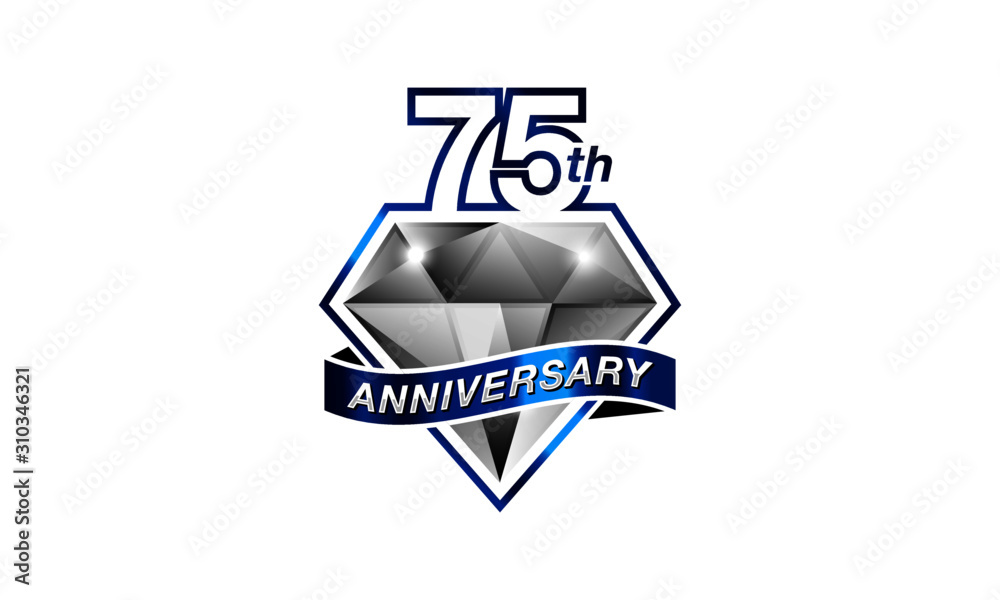 diamond anniversary 75 years logo template vector Stock Vector | Adobe ...
