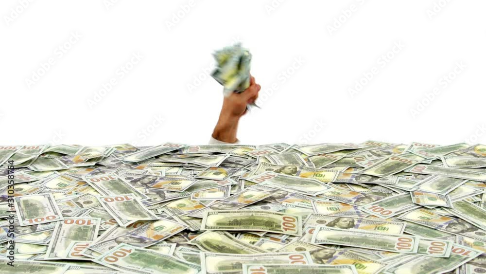 Hand Grabbing Bunch of Dollar Money in White Background Studio Stock ...