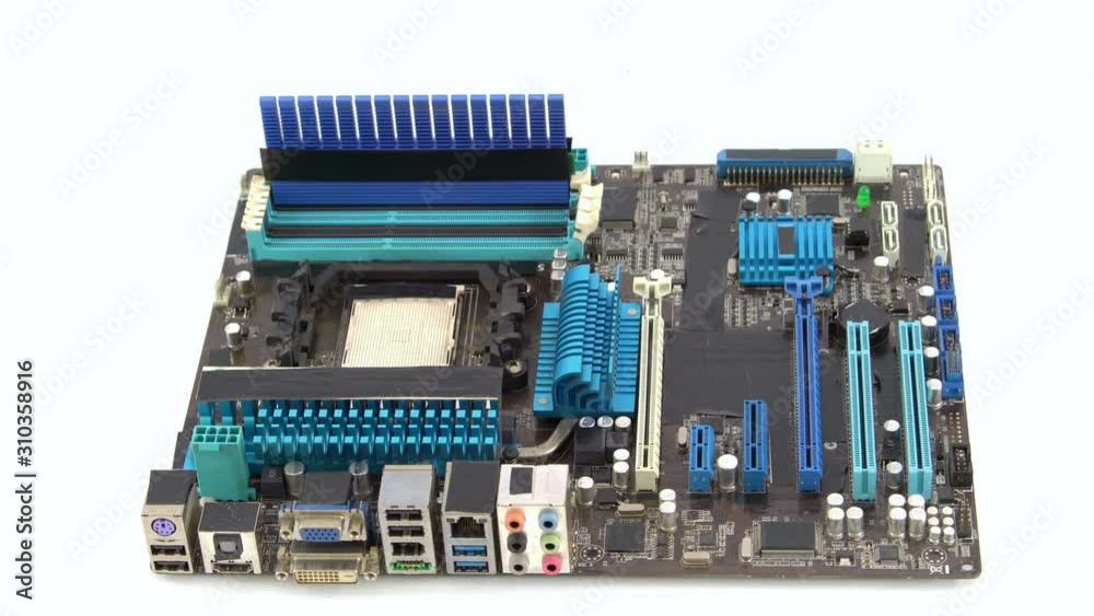 Computer Main Board Circuit in Isolated White Background Studio, Slider ...