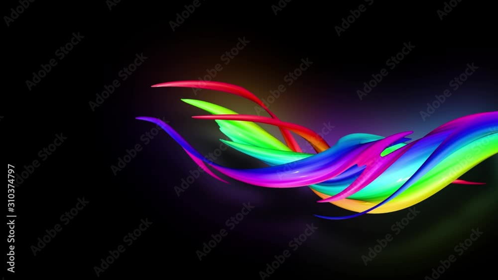 Vidéo Stock a stream of colored ribbons sweeps past the camera. rainbow ...