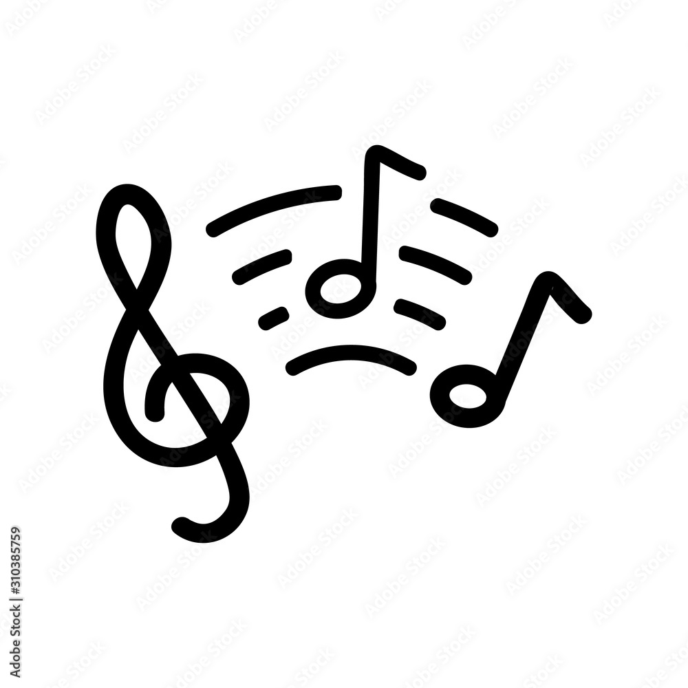 Musical key and icon icon notes vector. A thin line sign. Isolated ...