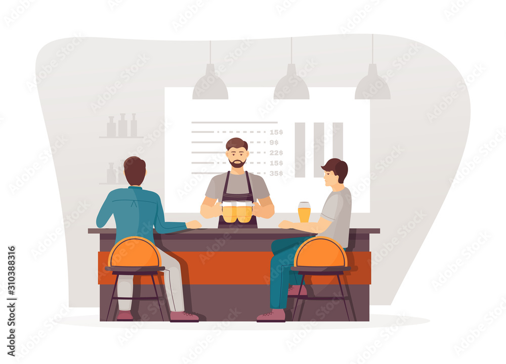 Waitresses serving people relaxing in bar pub cafe. Waitresses makes ...