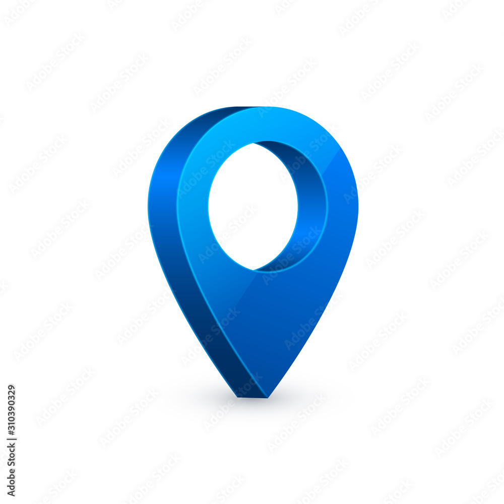 3d map pointer. Blue navigator symbol isolated on white background. Vector illustration Stock ...