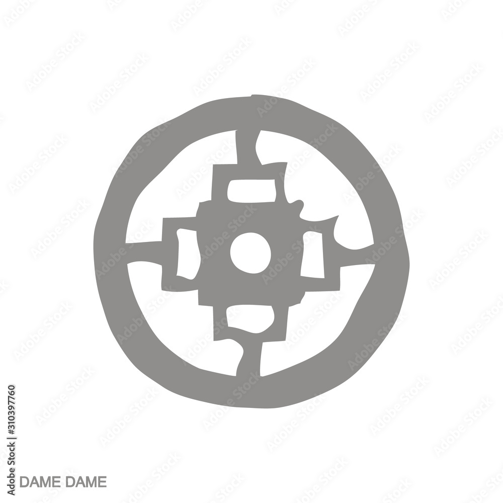 Vector monochrome icon with Adinkra symbol Dame Dame Stock Vector ...