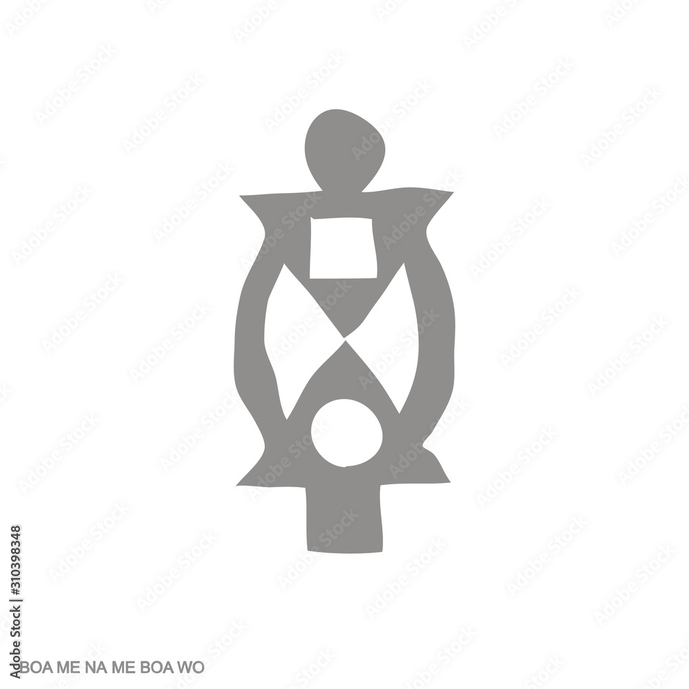 Vector monochrome icon with Adinkra symbol Boa Me Na Me Boa Wo Stock ...