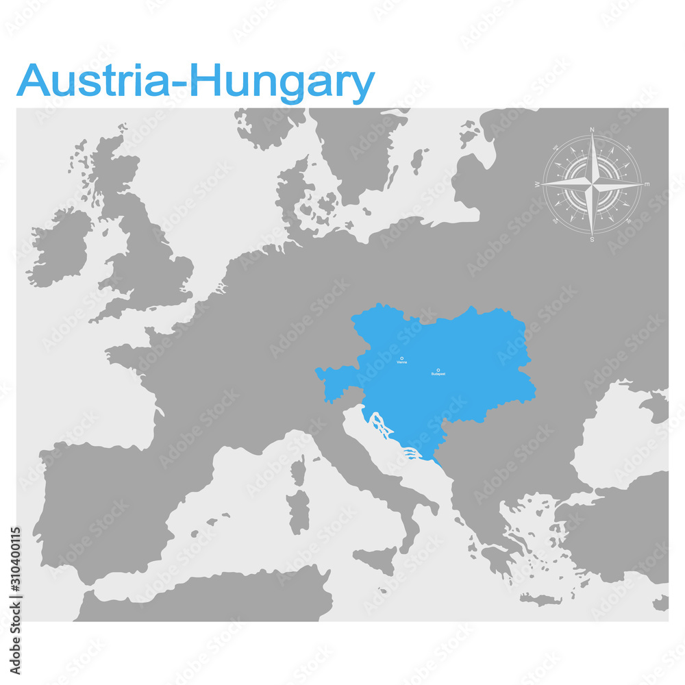 vector illustration with map of the Austro Hungarian Empire Stock ...