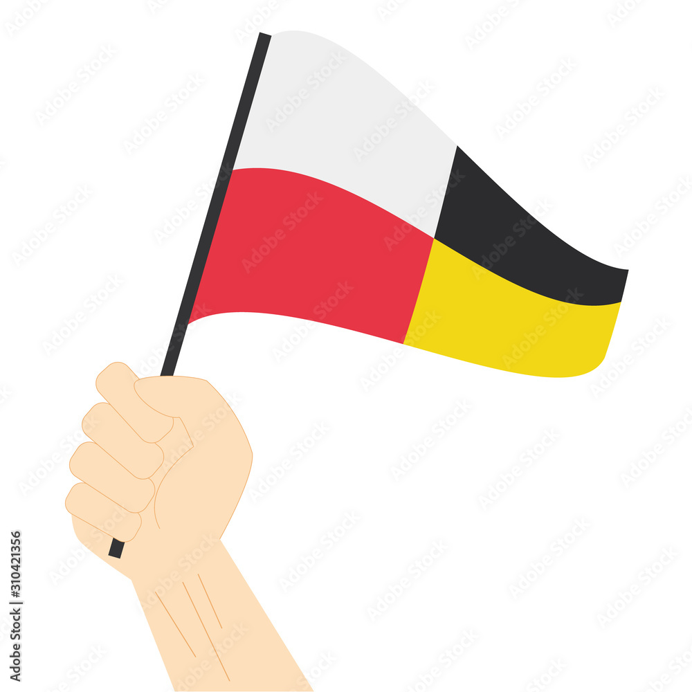Hand holding and rising the maritime flag to represent the number Nine ...