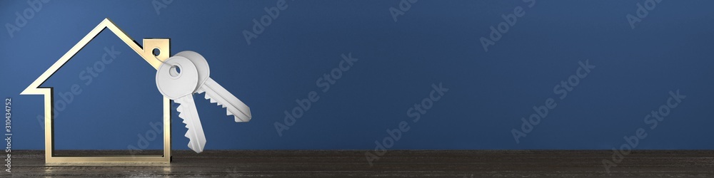 House shape, keys - real estate concept - 3D rendering Stock ...