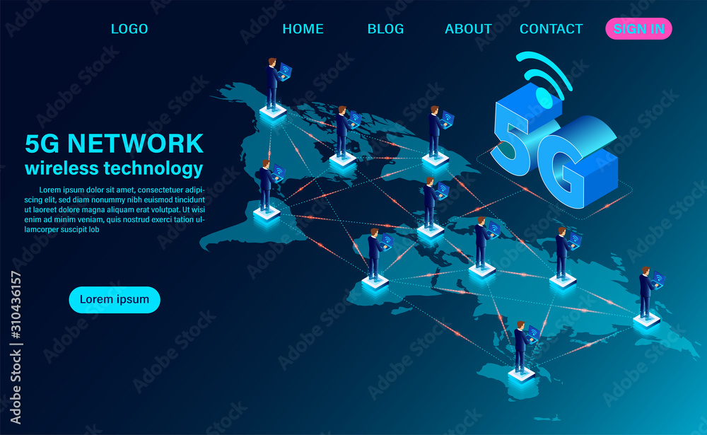 Banner 5G network wireless technology concept. Concept for technology ...