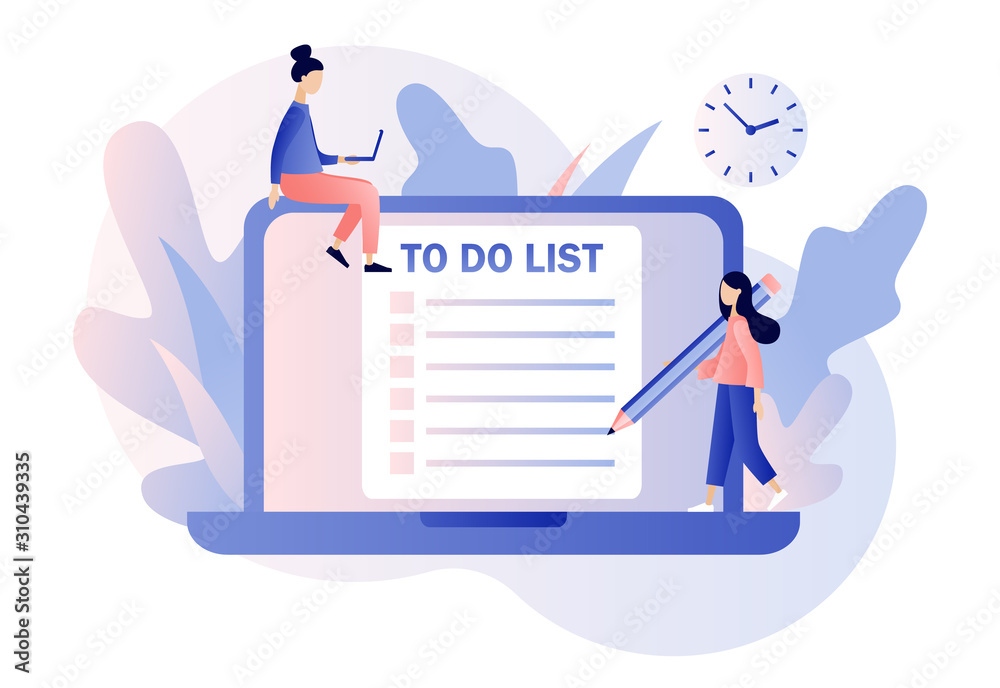 To Do List consept. Tiny people planning year, month, week. Notes ...