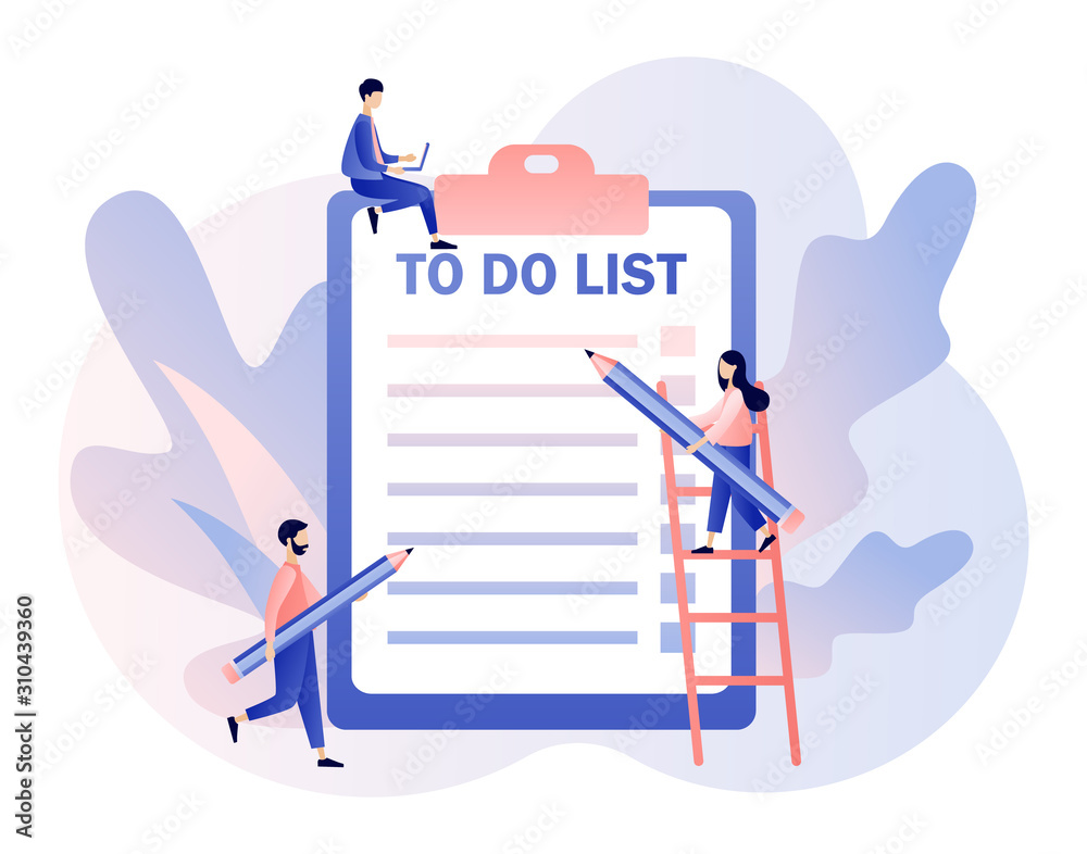 To Do List consept. Tiny people planning year, month, week. Notes ...