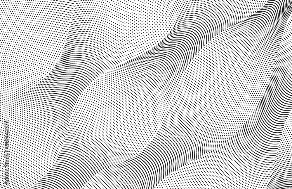 Black dotted diagonal lines. Digital halftone pattern. Abstract ...