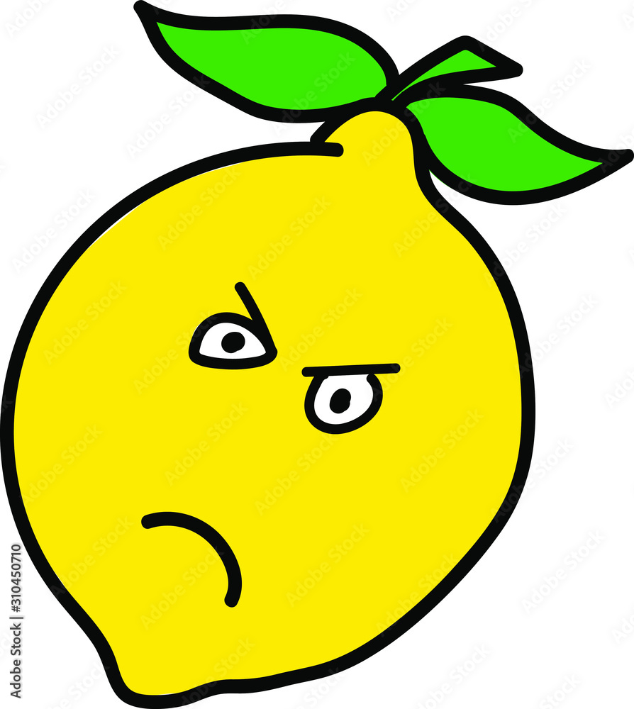 Angry lemon illustration isolated on white background. Funny and cute ...