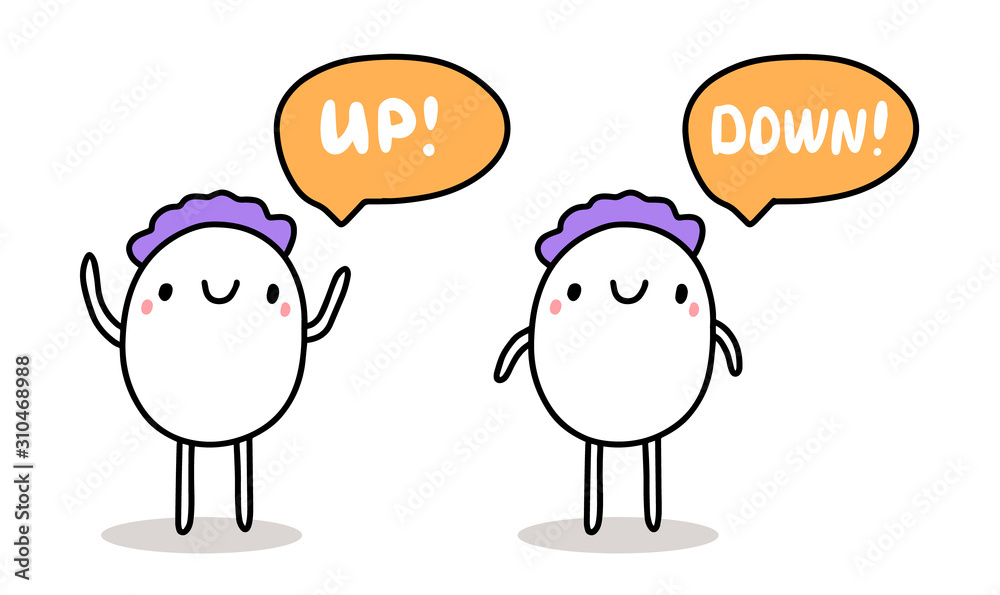 Up down hand drawn vector illustration in cartoon comic style man ...