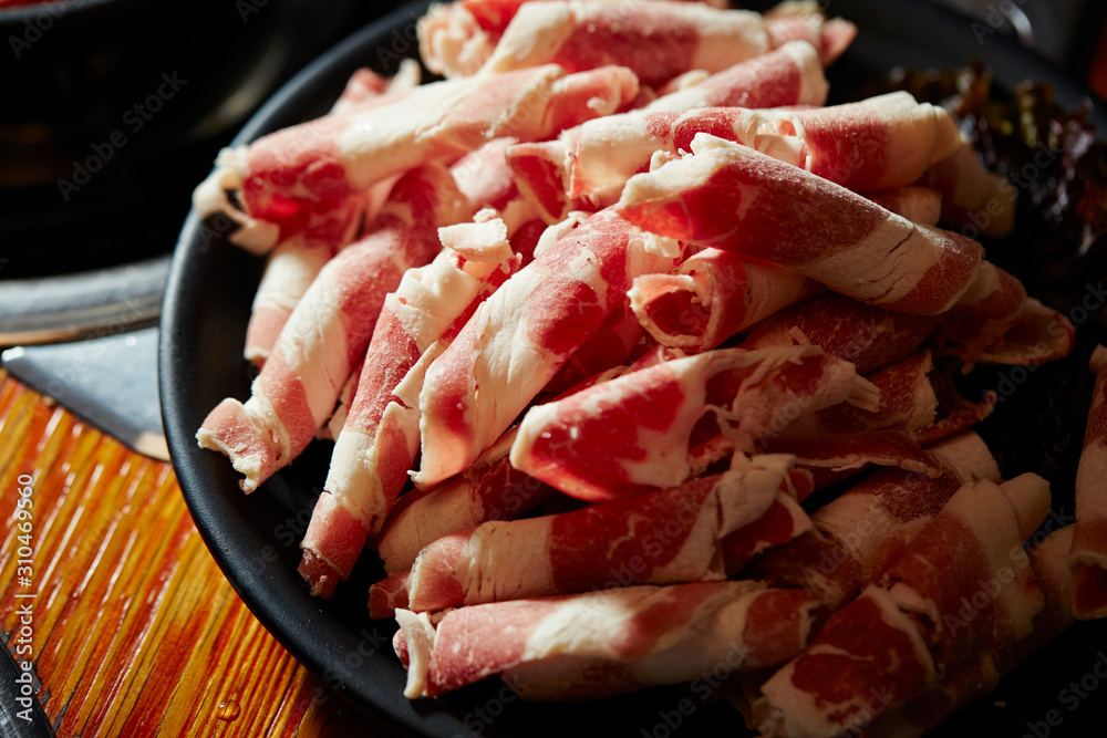 Korean BBQ, frozen pork meat Stock Photo | Adobe Stock