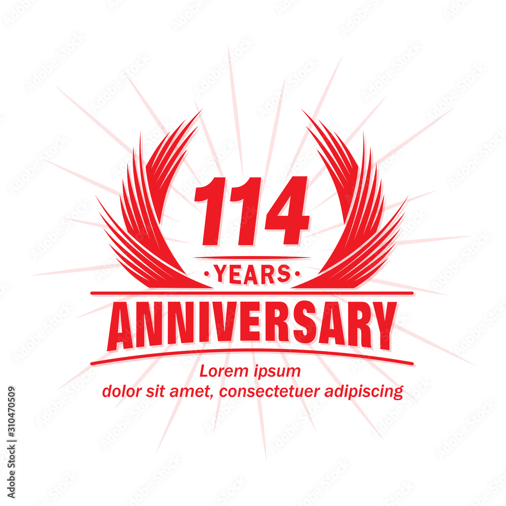 114 years logo design template. 114th anniversary vector and ...