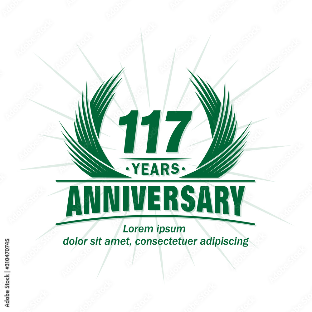 117 years logo design template. 117th anniversary vector and ...