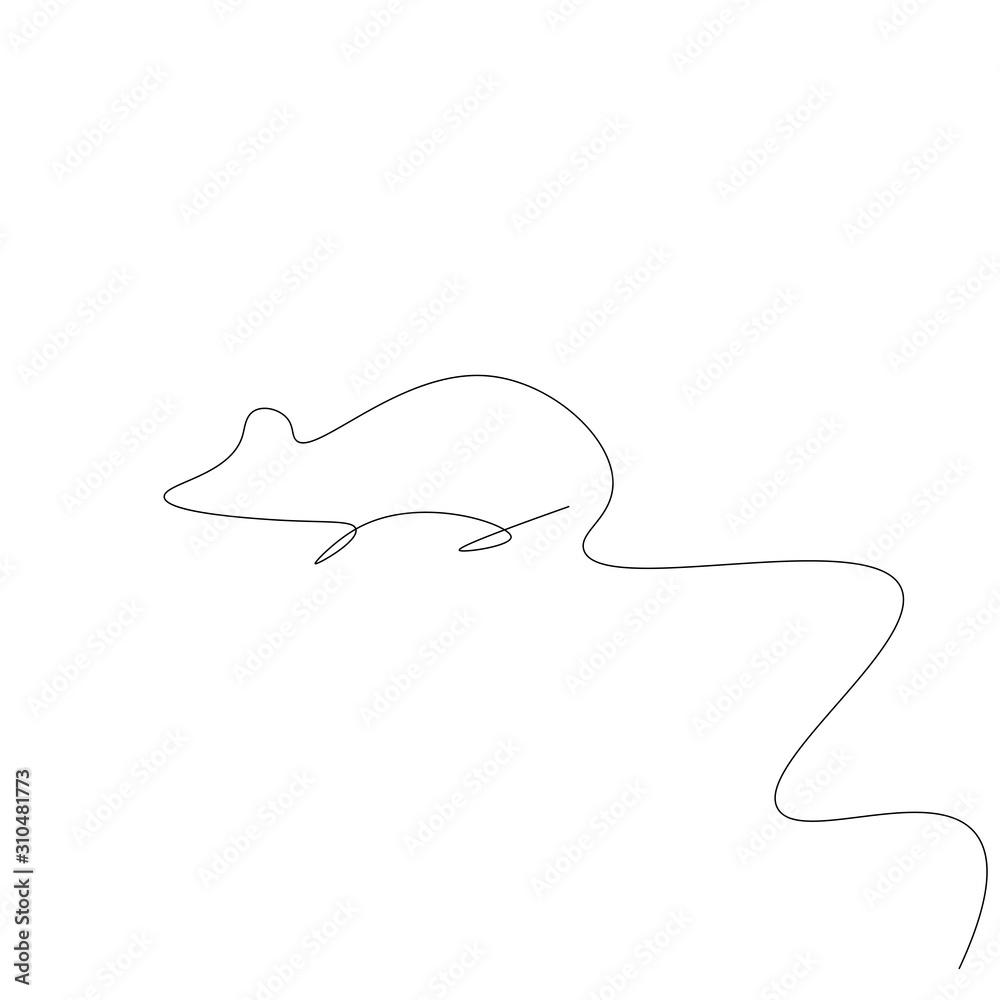 Mouse silhouette line drawing, vector illustration Stock Vector | Adobe ...