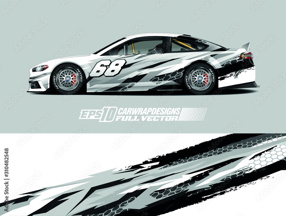 Car decal design vector. Graphic abstract stripe racing background kit ...