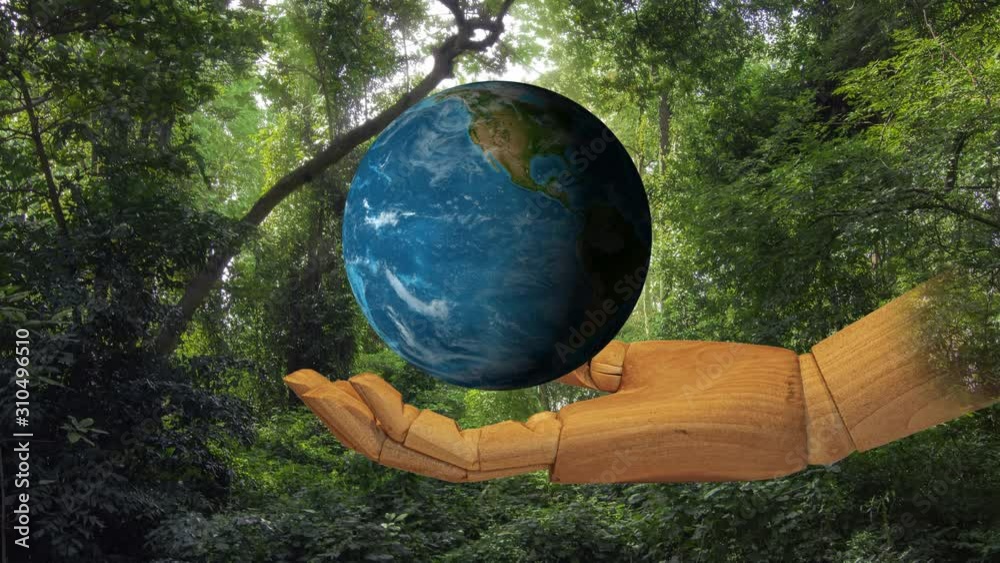 hand holding a realistic Earth. Rotation planet. Earth globe. World map ...