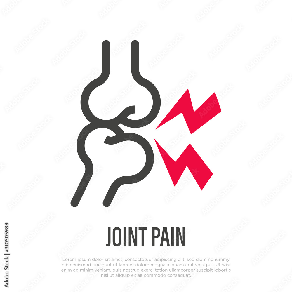 Joint pain thin line icon. Vector illustration of arthritis symptom ...
