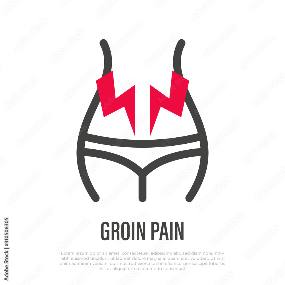 Groin pain thin line icon. Symptom of gynecological problem. Vector ...