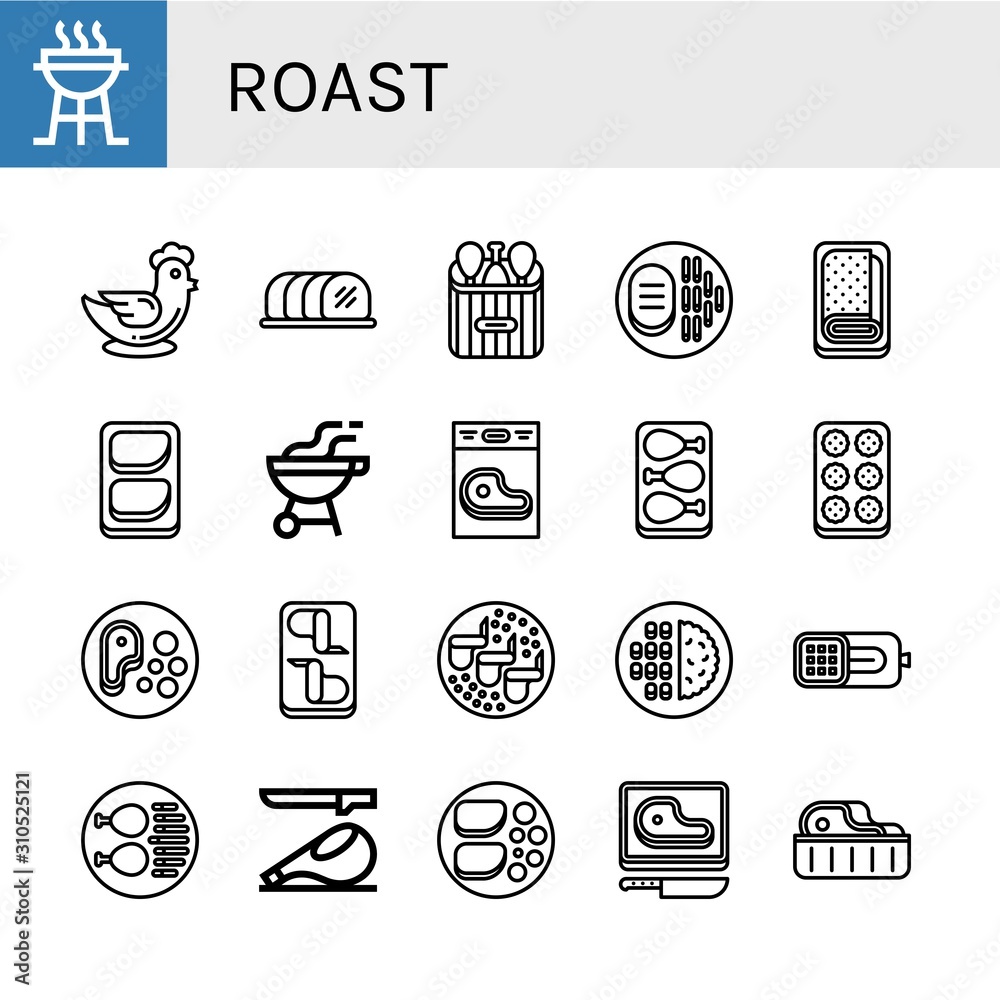 roast simple icons set Stock Vector | Adobe Stock