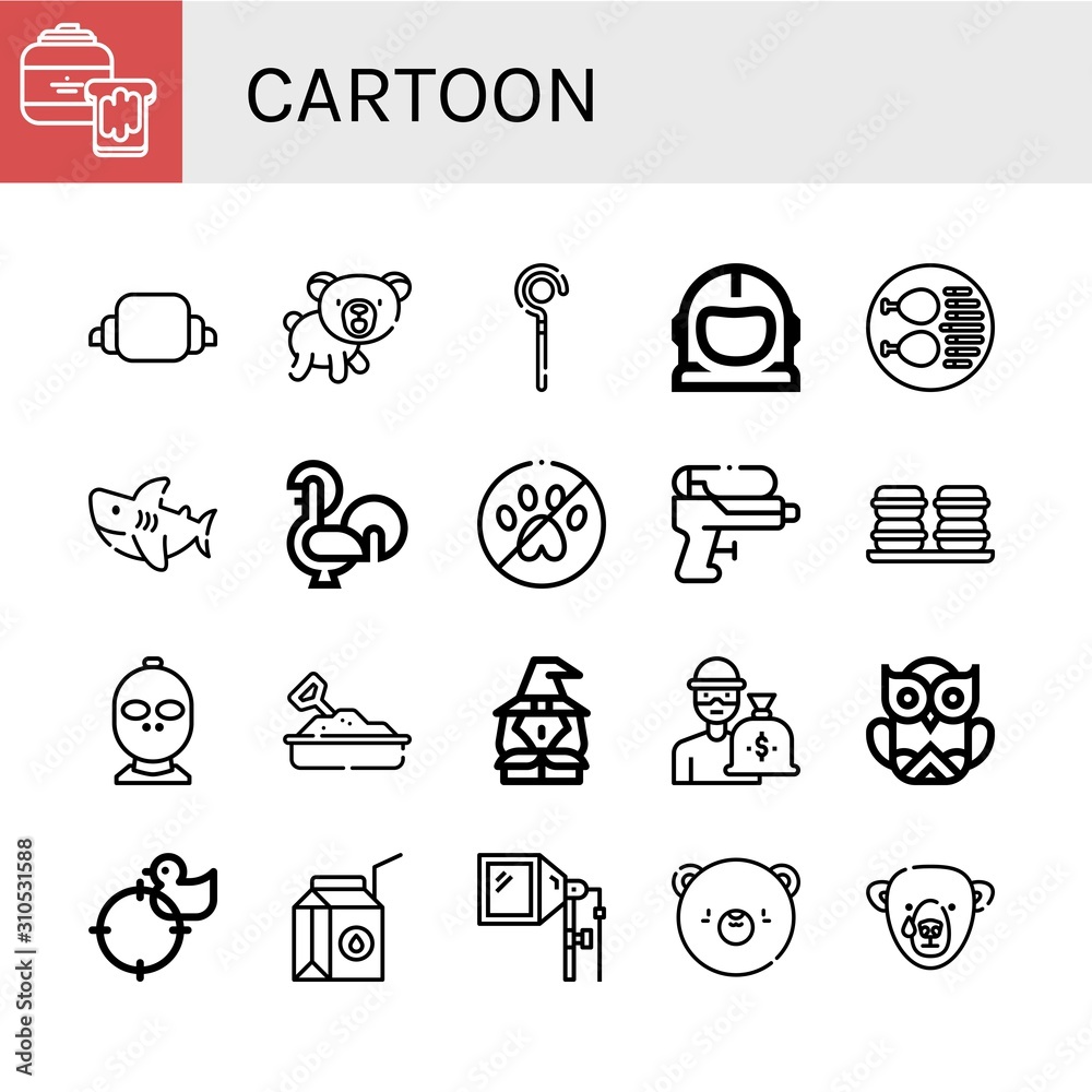 Set of cartoon icons Stock Vector | Adobe Stock