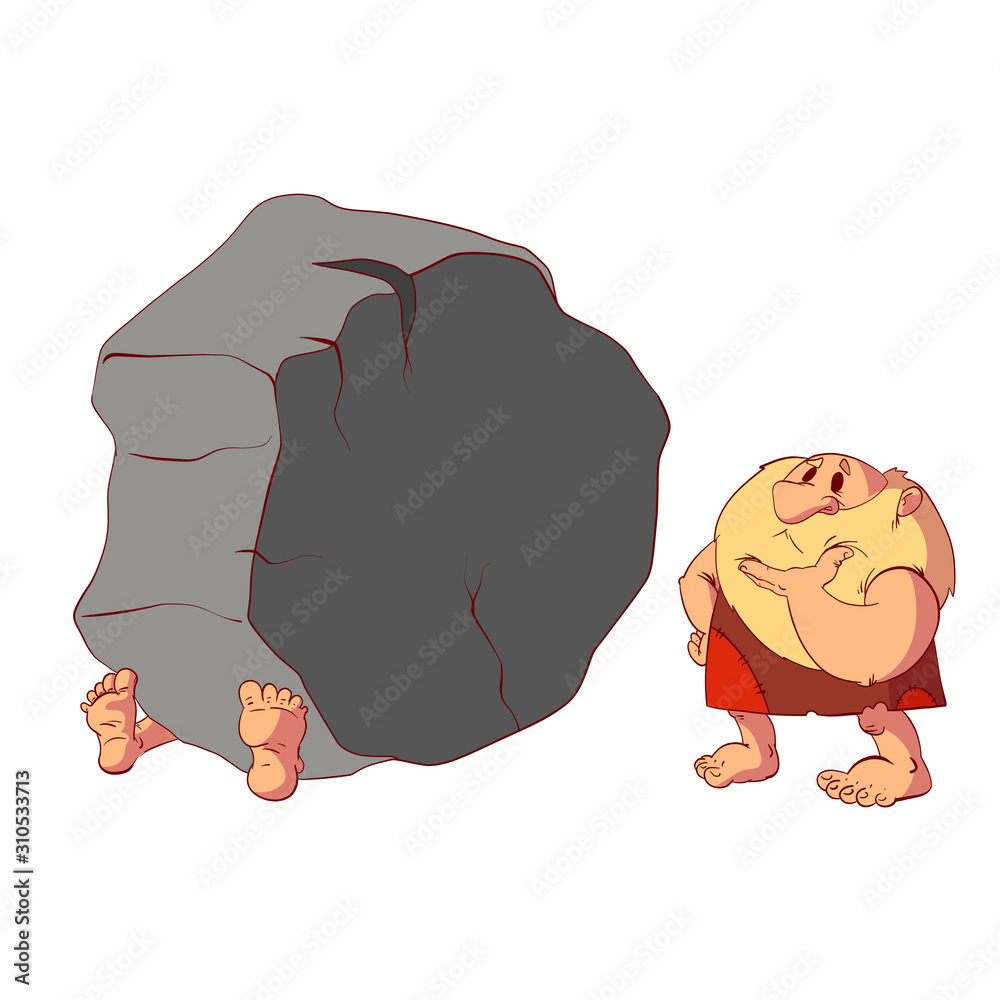 Cartoon vector illustration of a cavement observing and inventing the ...