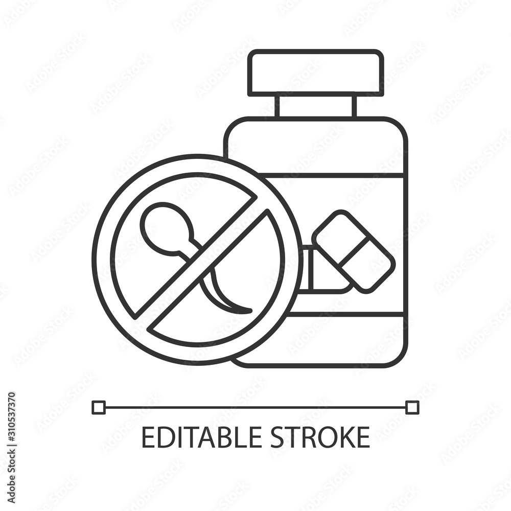 Birth control linear icon. Oral contraceptive. Female healthcare ...