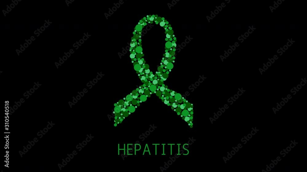Hepatitis awareness animation with green jade dots forming a ribbon ...