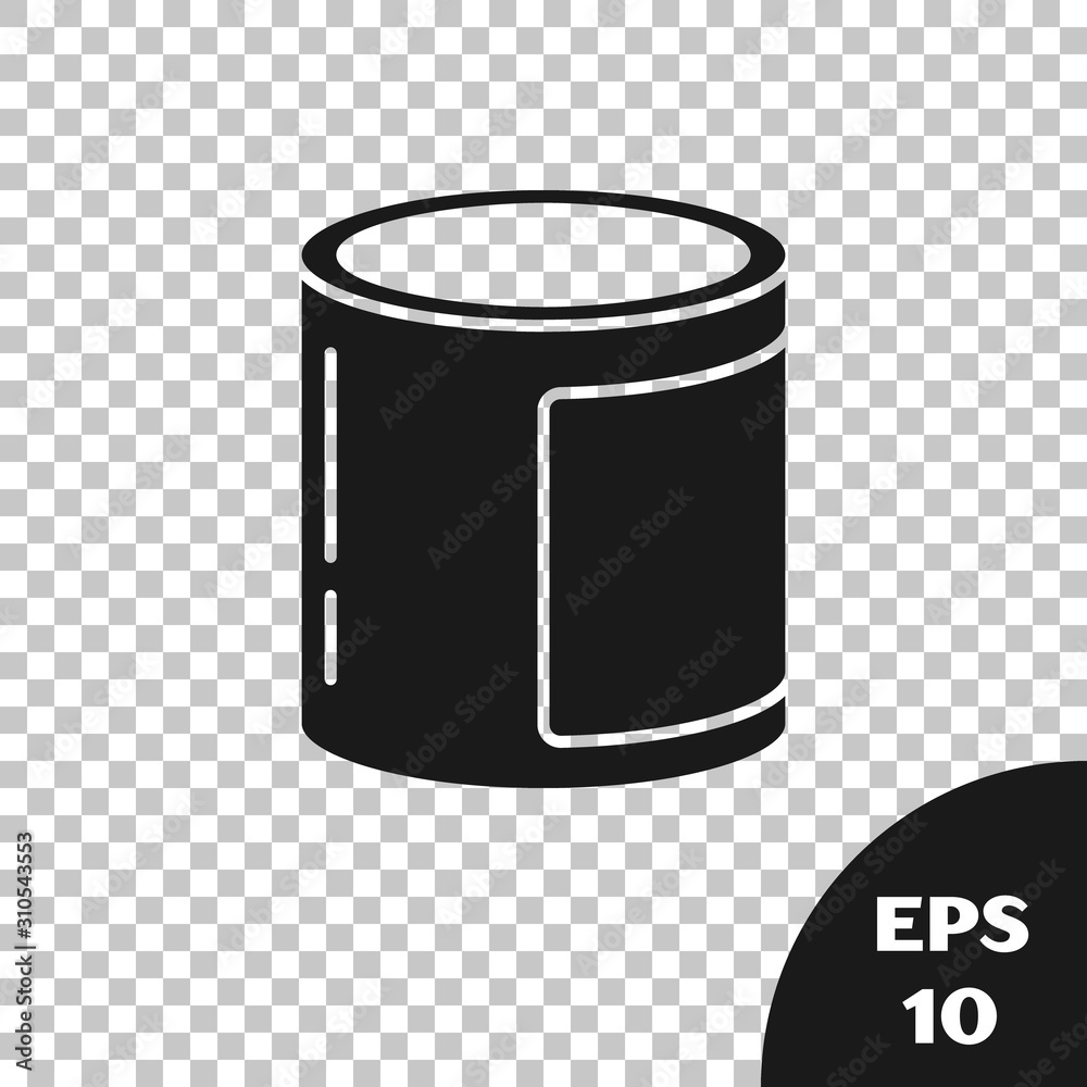 Black Canned food icon isolated on transparent background. Food for ...