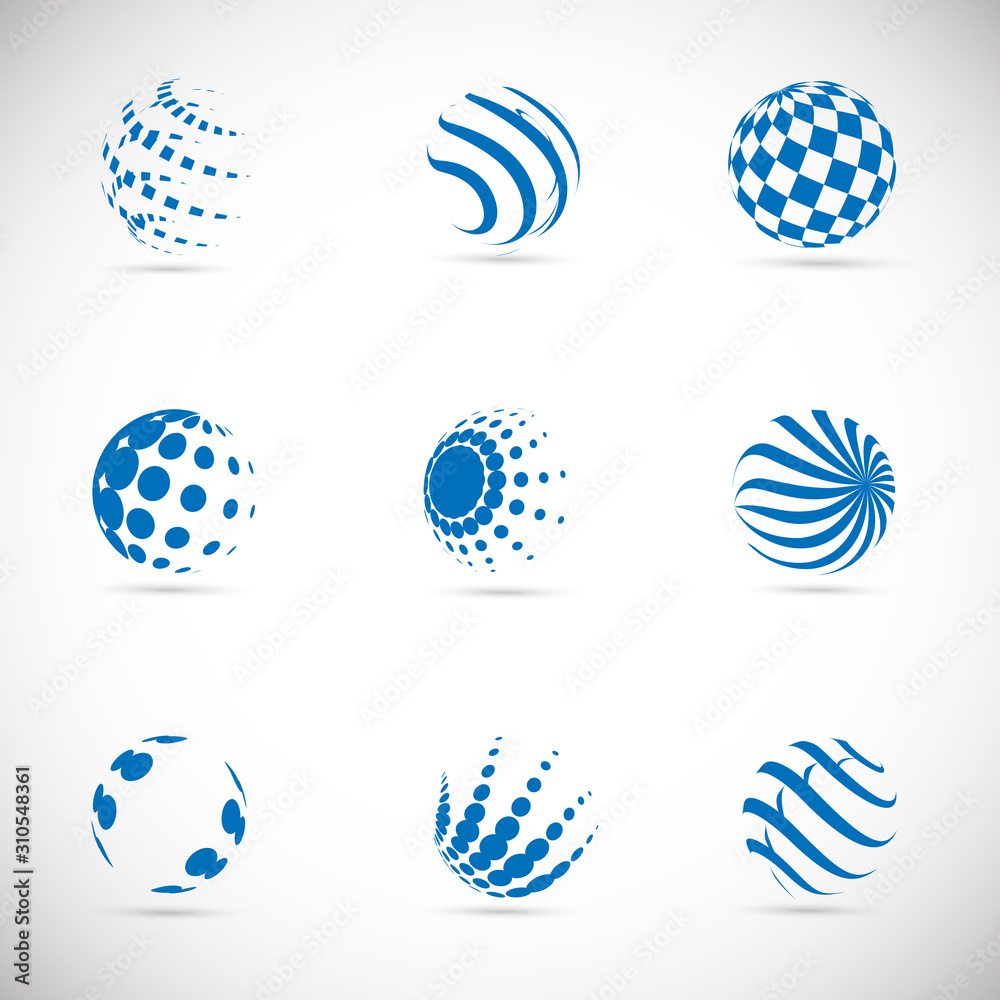 Abstract Globe Logo Set - Isolated On Gray - Vector Illustration ...