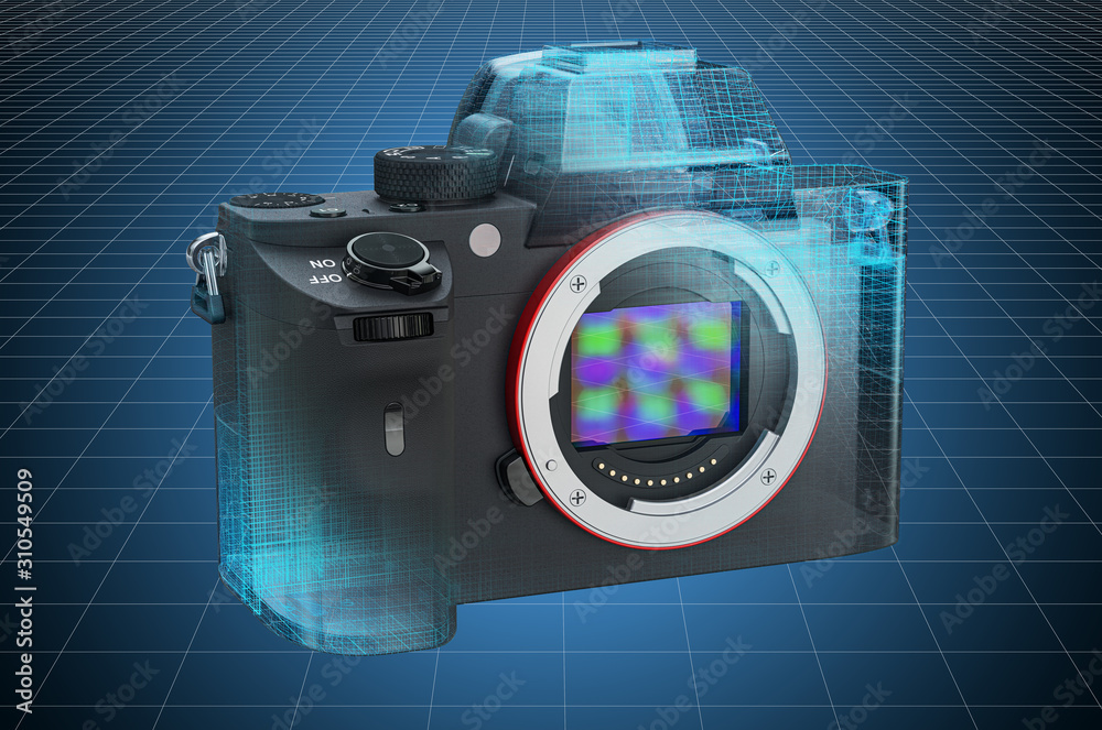 Visualization 3d cad model of full frame mirrorless interchangeable ...