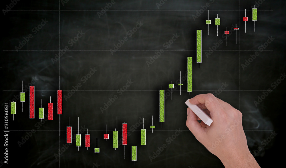 Chart wird von Hand mit Kreide auf Tafel gemalt Stock Photo | Adobe Stock