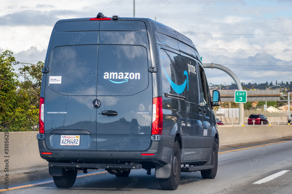 Dec 8, 2019 Los Angeles / CA / USA - Amazon van branded with the Amazon ...