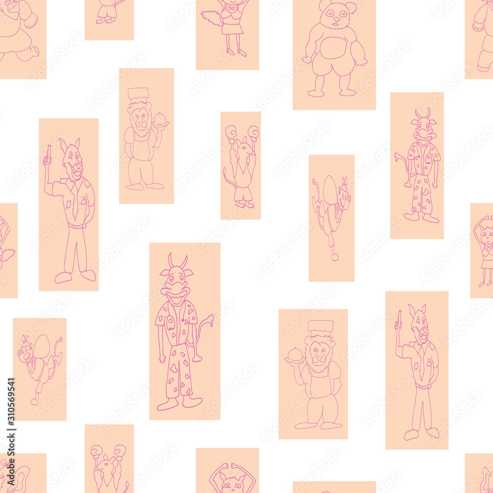 Vector white anthropomorphic characters in fun rectanglar shapes ...