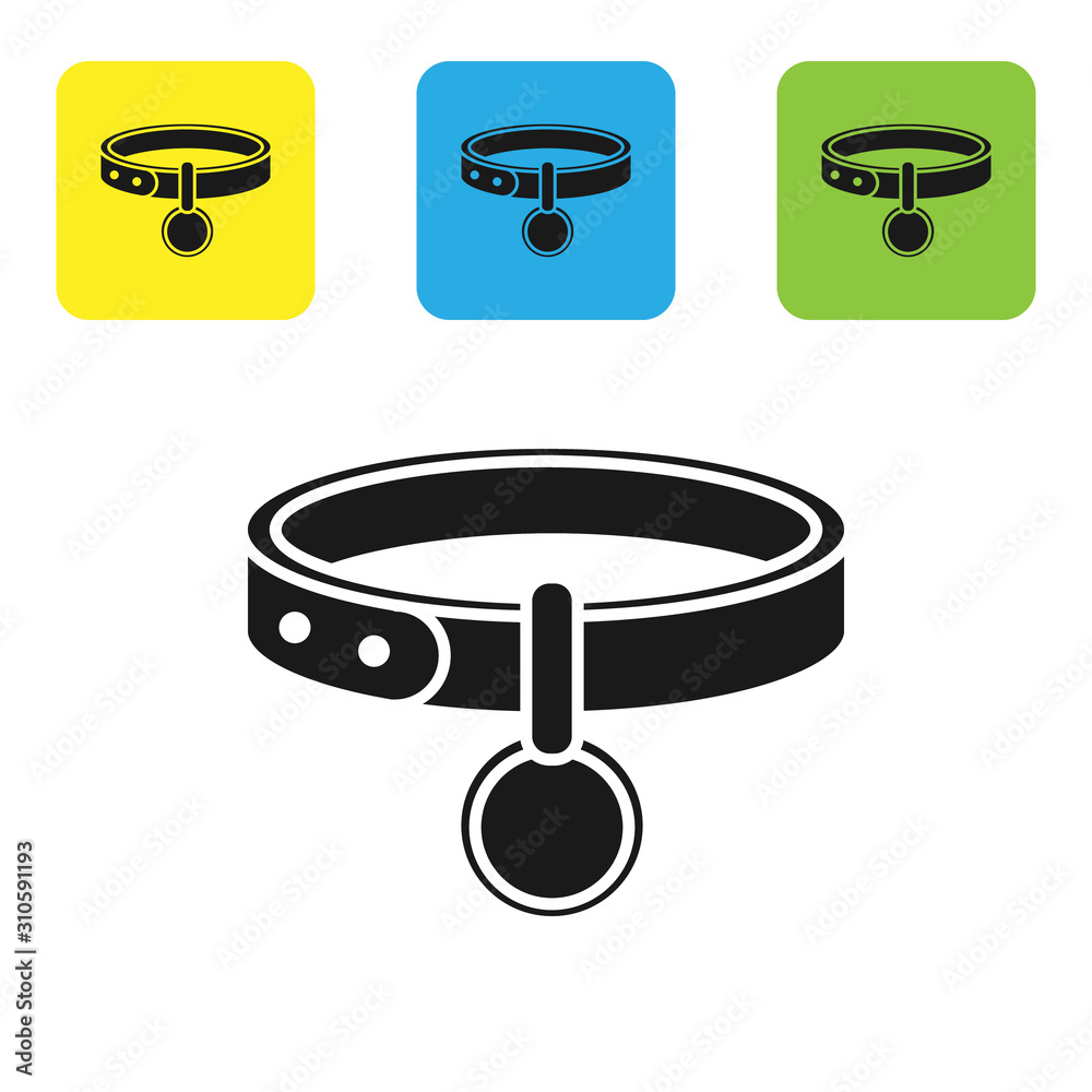 Black Collar with name tag icon isolated on white background. Simple ...