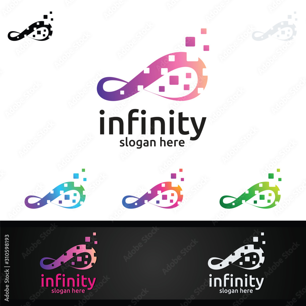 Infinity loop logo icon. Vector unlimited infinity, endless line shape ...