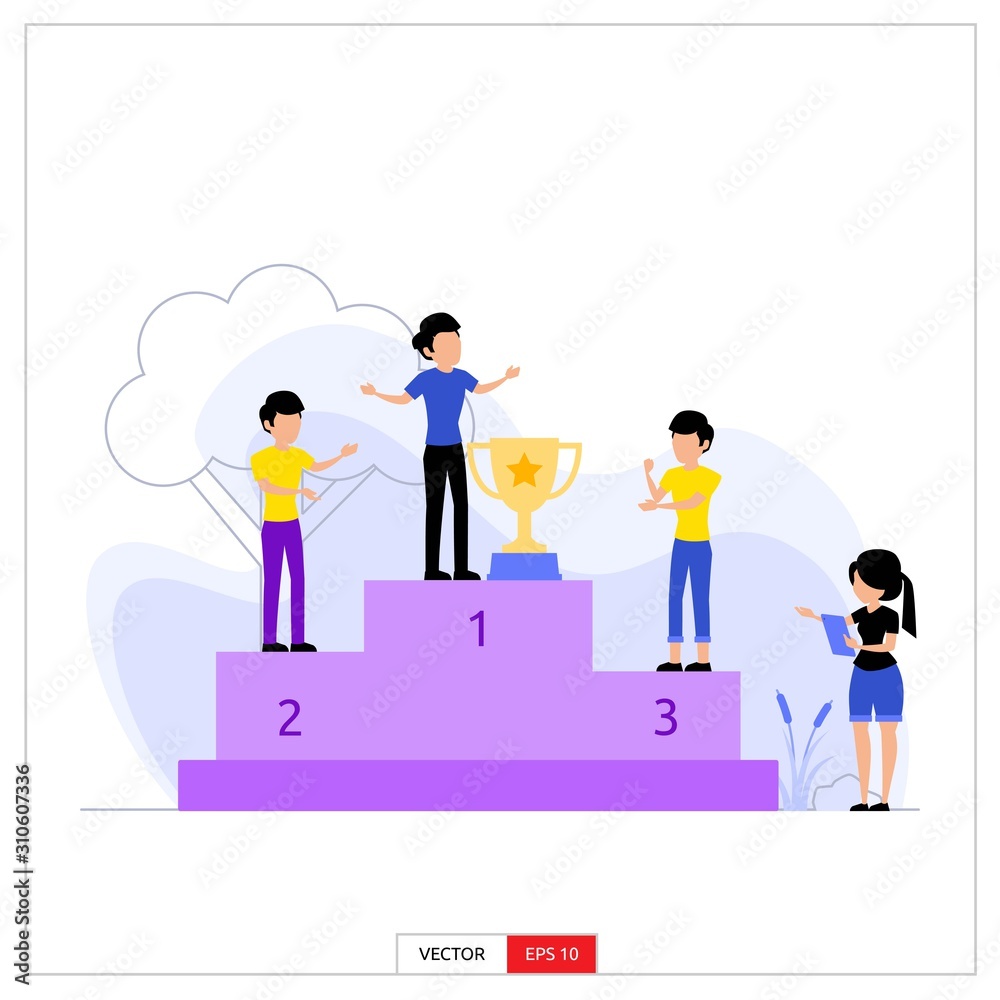 the top three winners are celebrating the victory on stage with a giant ...