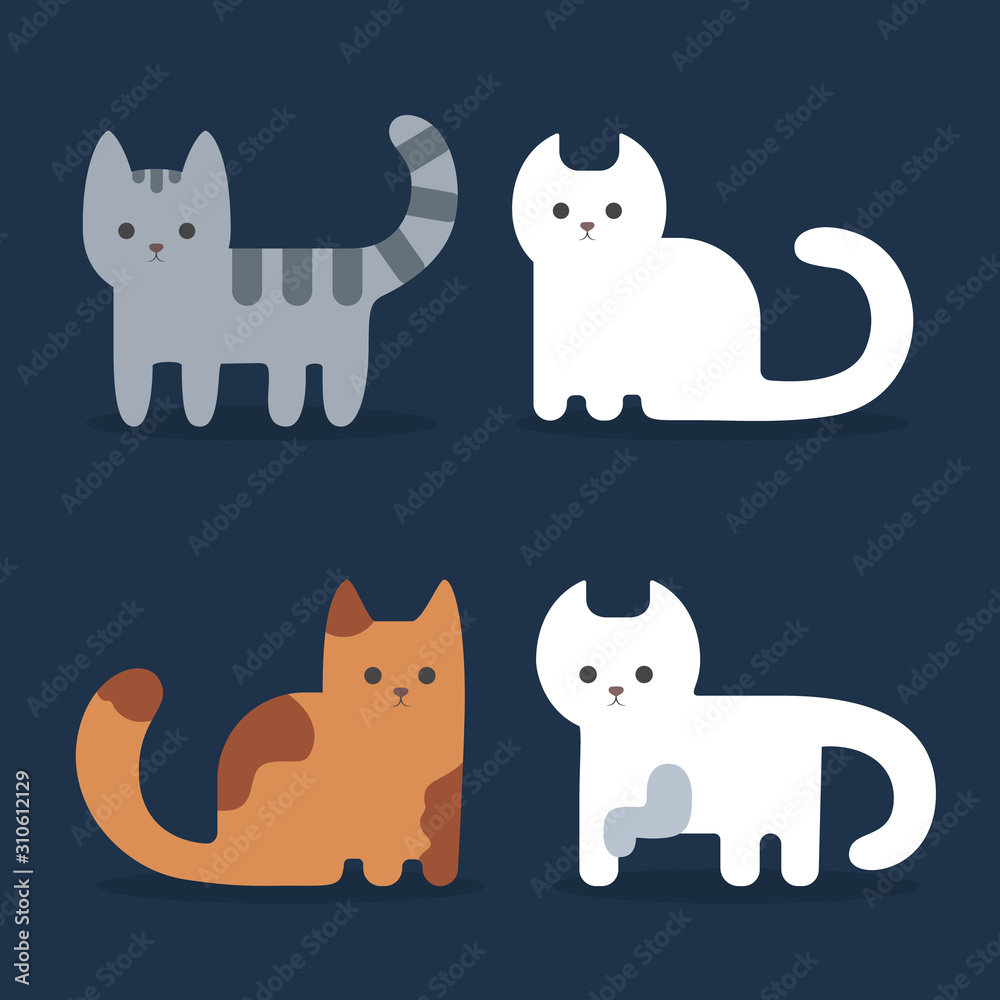 Set of cute cats icons Stock Vector | Adobe Stock