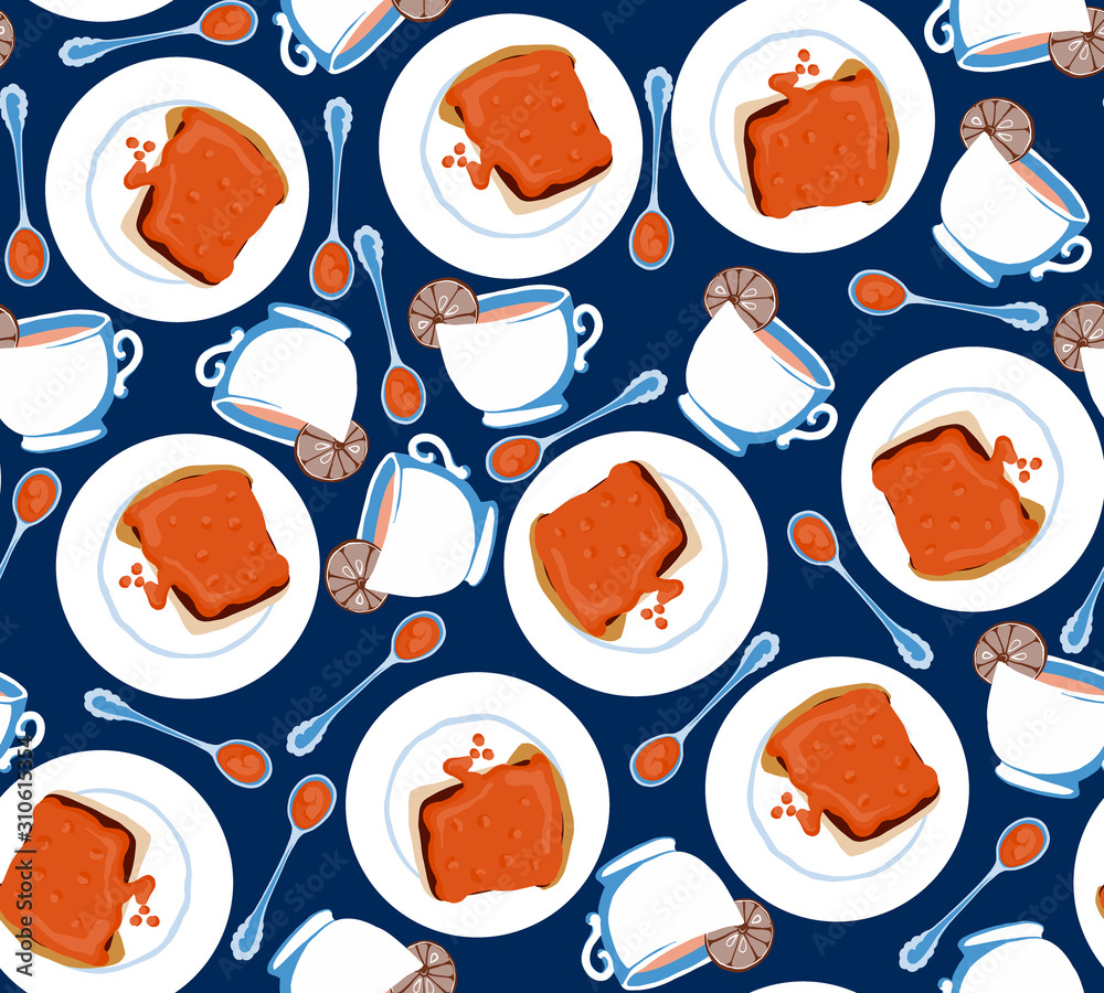 Tea party pattern for backdrop, template, cover page design , fabric ...