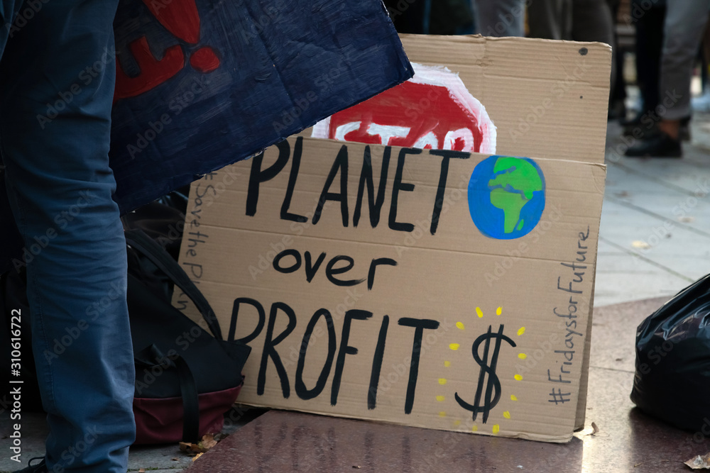 Demonstrators protesting against climate change, young people from ...