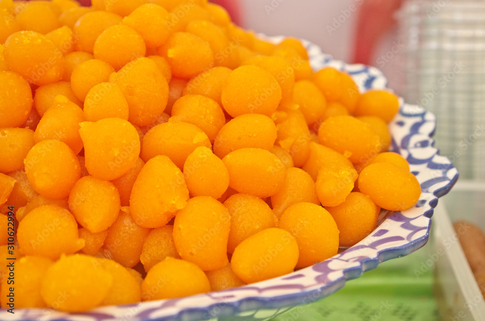 Beautiful delicious sweet Thai golden egg yolk drops snack recipe calls ...