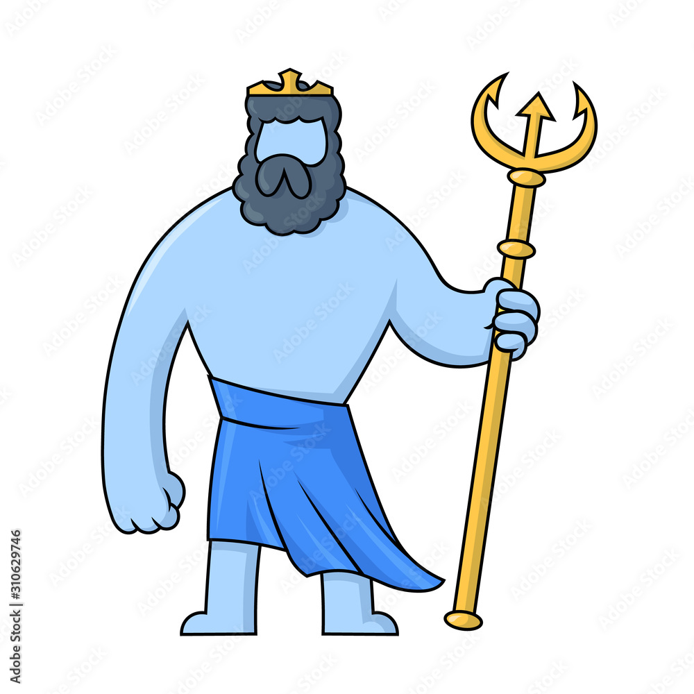 Poseidon, ancient Greek god of the sea with trident. Ancient Greece ...