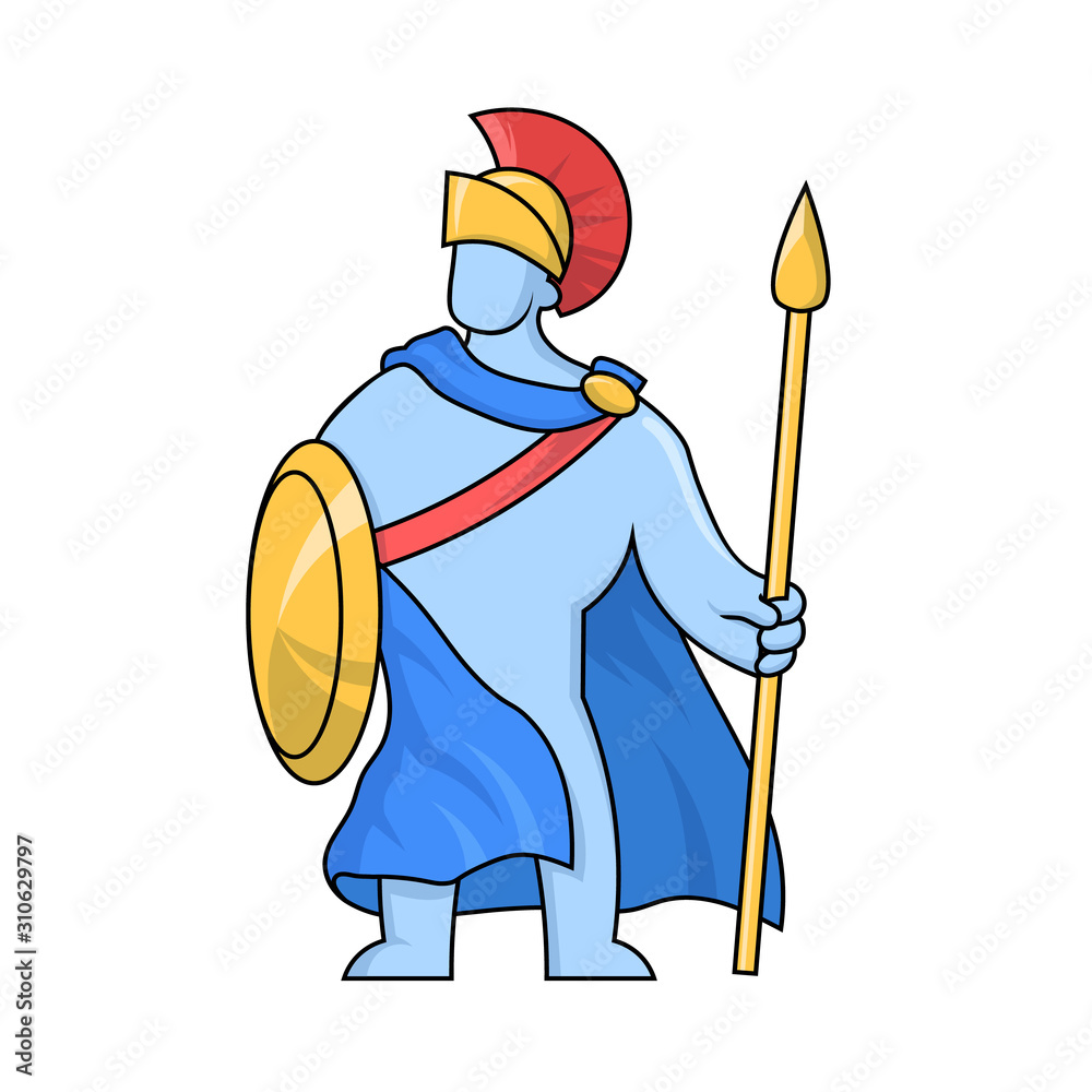 Ares, ancient Greek god od of war. Ancient Greece mythology. Flat ...