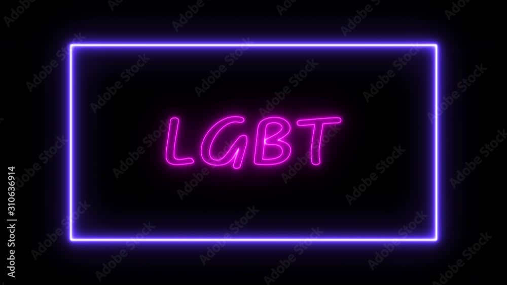 Lgbt neon sign fluorescent light glowing on banner background. Text ...